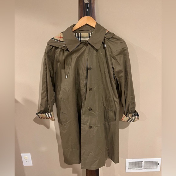 Burberry | Jackets & Coats | Burberry Hooded Trench Coat Olive Sz 6p | Poshmark